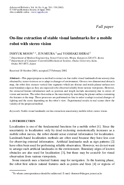 (PDF) On-line extraction of stable visual landmarks for a mobile robot ...