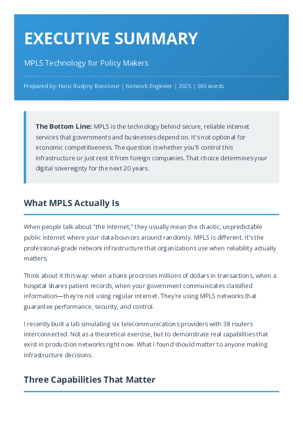 (PDF) Executive Summary MPLS Technology