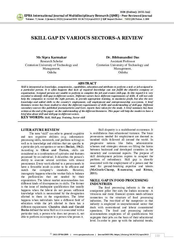 (PDF) Skill Gap in Various Sectors-A Review