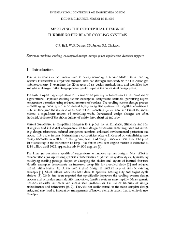 (PDF) Improving the Conceptual Design of Turbine Rotor Blade Cooling Systems