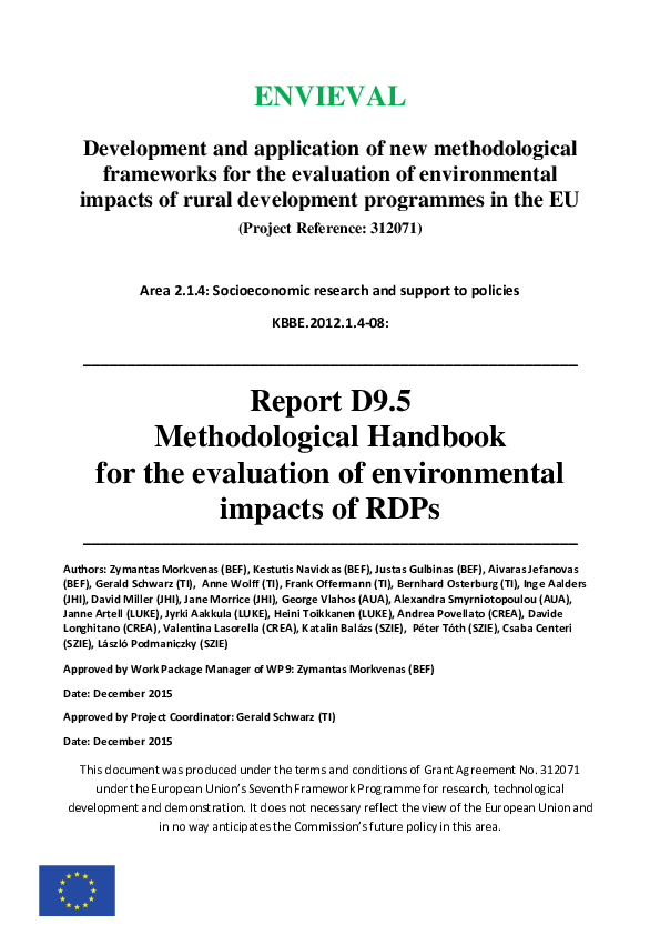 (PDF) Methodological Handbook for the evaluation of environmental ...