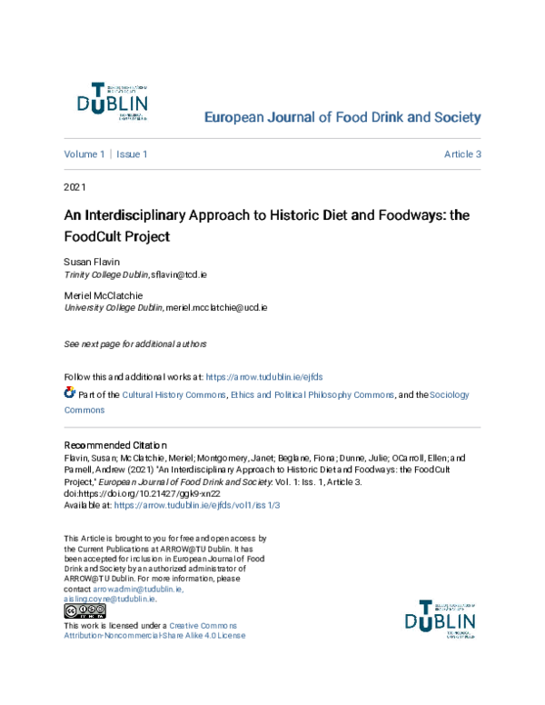(PDF) An Interdisciplinary Approach to Historic Diet and Foodways: The ...