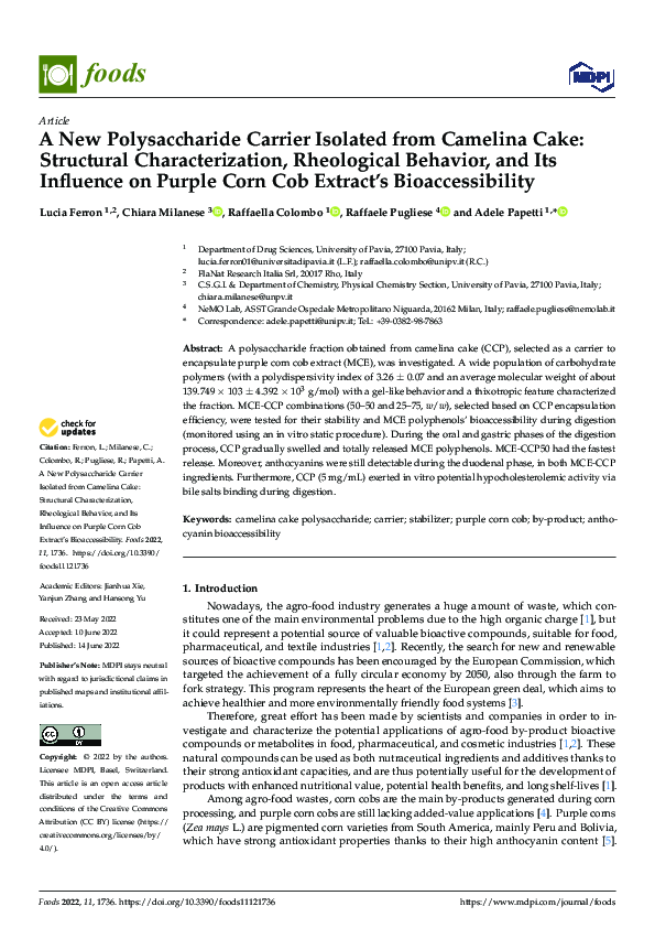(PDF) A New Polysaccharide Carrier Isolated from Camelina Cake ...