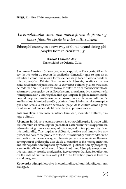 (PDF) La etnofilosofía como una nueva forma de pensar y hacer filosofía ...