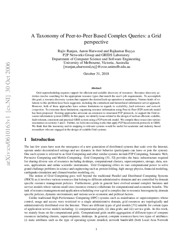 (PDF) A taxonomy of peer-to-peer based complex queries: a grid perspective