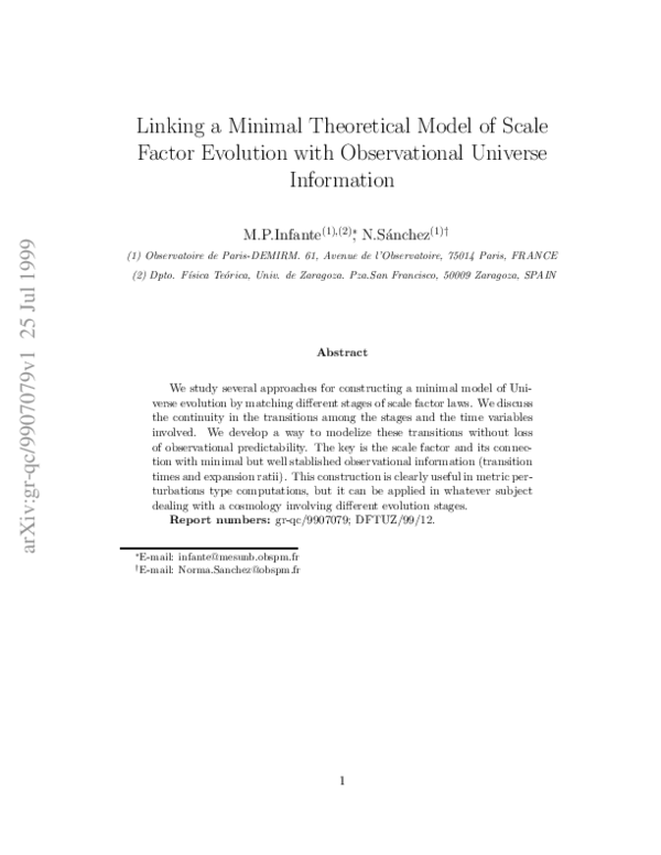 (PDF) Linking a Minimal Theoretical Model of Scale Factor Evolution ...