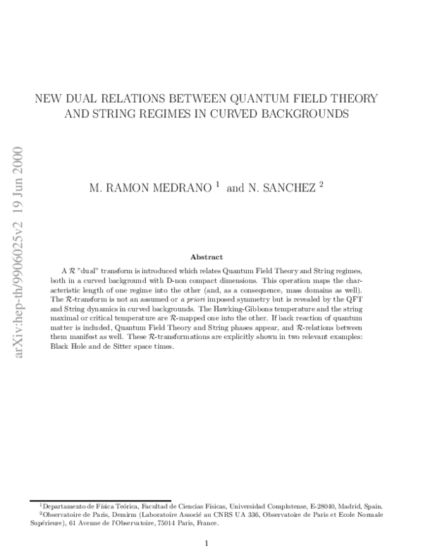 (PDF) New Dual Relations Between Quantum Field Theory and String ...