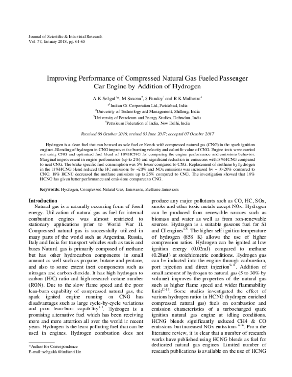(PDF) Improving Performance of Compressed Natural Gas Fueled Passenger ...