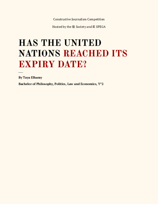 (PDF) HAS THE UNITED NATIONS REACHED ITS EXPIRY DATE?