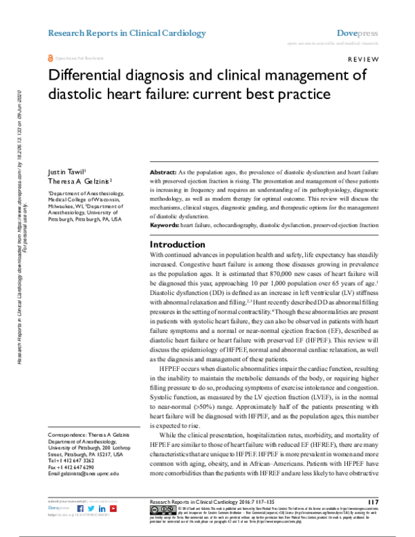 (PDF) Differential diagnosis and clinical management of diastolic heart ...