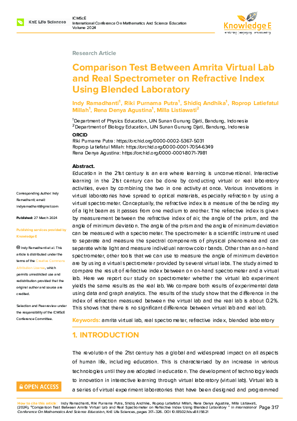 (PDF) Comparison Test Between Amrita Virtual Lab and Real Spectrometer ...