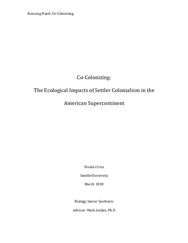 (PDF) Co-Colonizing: The Ecological Impacts of Settler Colonialism in ...