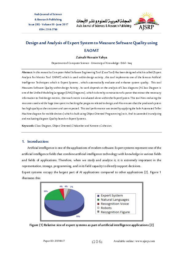 (PDF) Design and Analysis of Expert System to Measure Software Quality ...