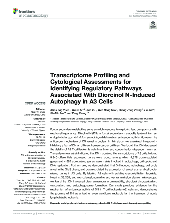(PDF) Transcriptome Profiling and Cytological Assessments for ...