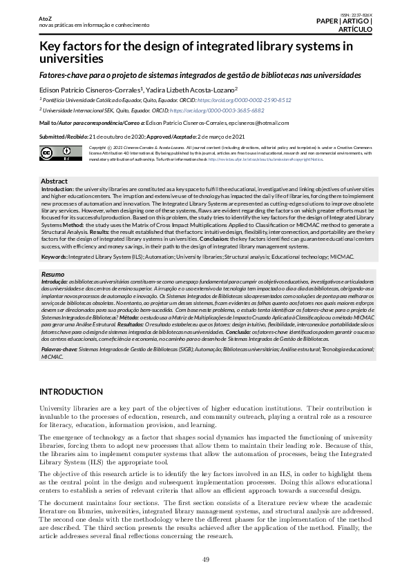 (PDF) Key factors for the design of integrated library systems in ...