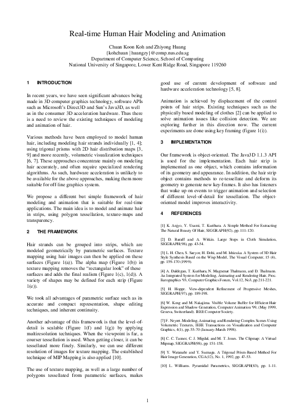 (PDF) Real-time human hair modeling and animation