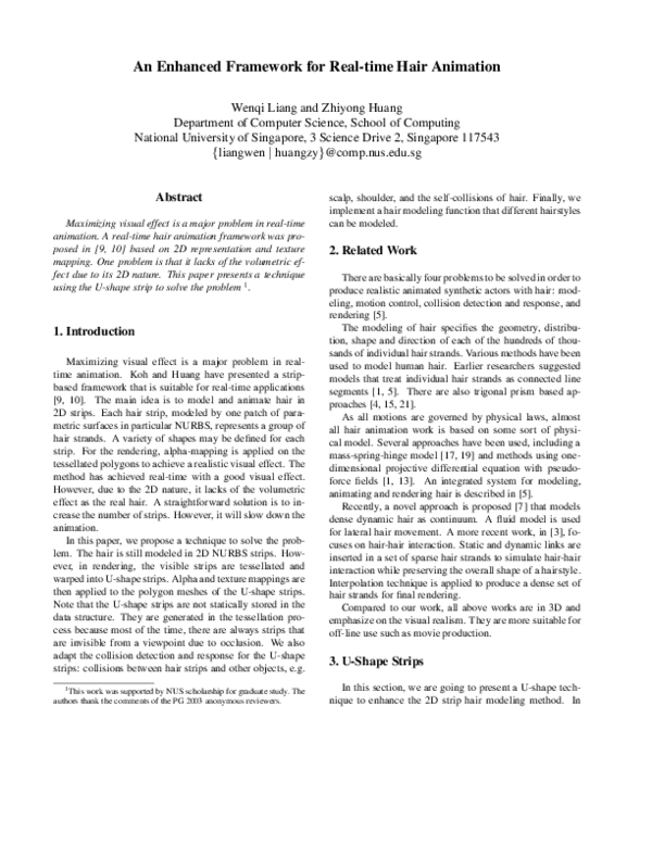 (PDF) An enhanced framework for real-time hair animation