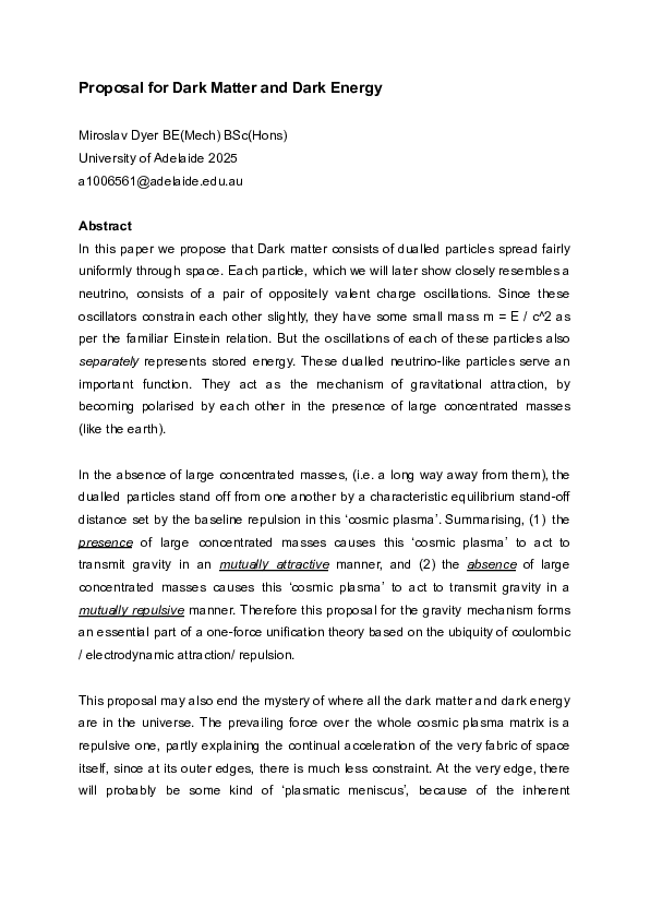 (PDF) Proposal for Dark Matter and Dark Energy