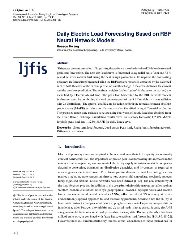 (PDF) Daily Electric Load Forecasting Based on RBF Neural Network Models