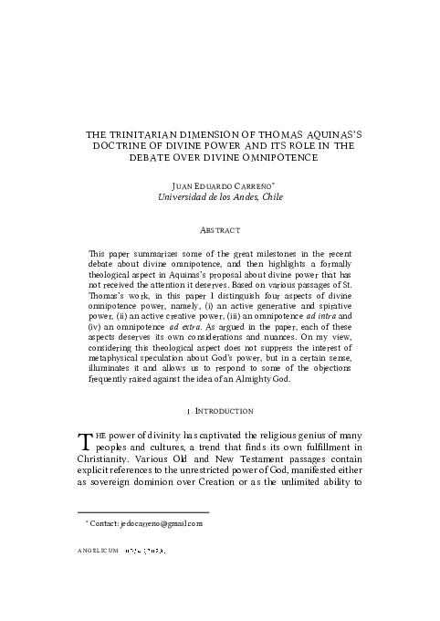 (PDF) THE TRINITARIAN DIMENSION OF THOMAS AQUINAS'S DOCTRINE OF DIVINE ...