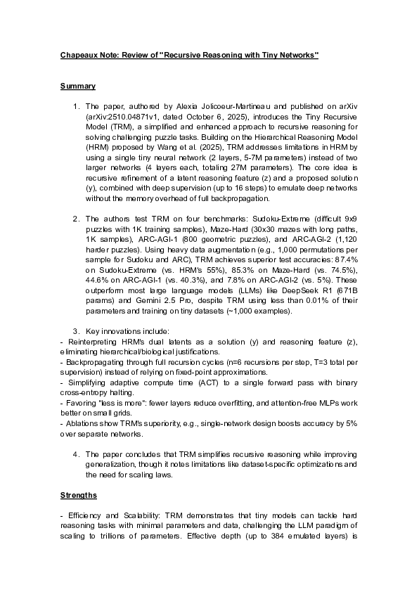 (PDF) Tiny Recursive Model: Reviewing Samsung AI Lab