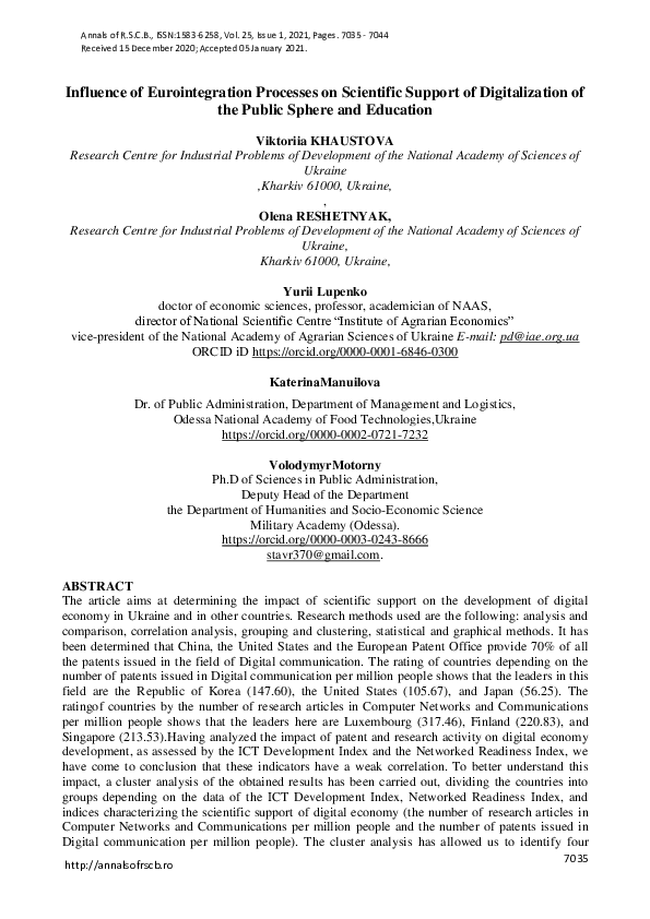 (PDF) Influence of Eurointegration Processes on Scientific Support of ...