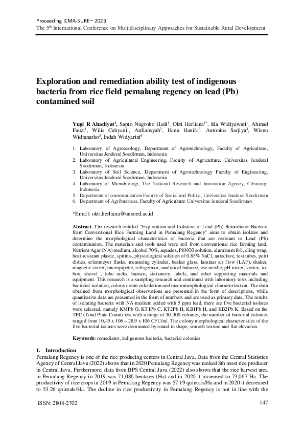 (PDF) Exploration and remediation ability test of indigenous bacteria ...