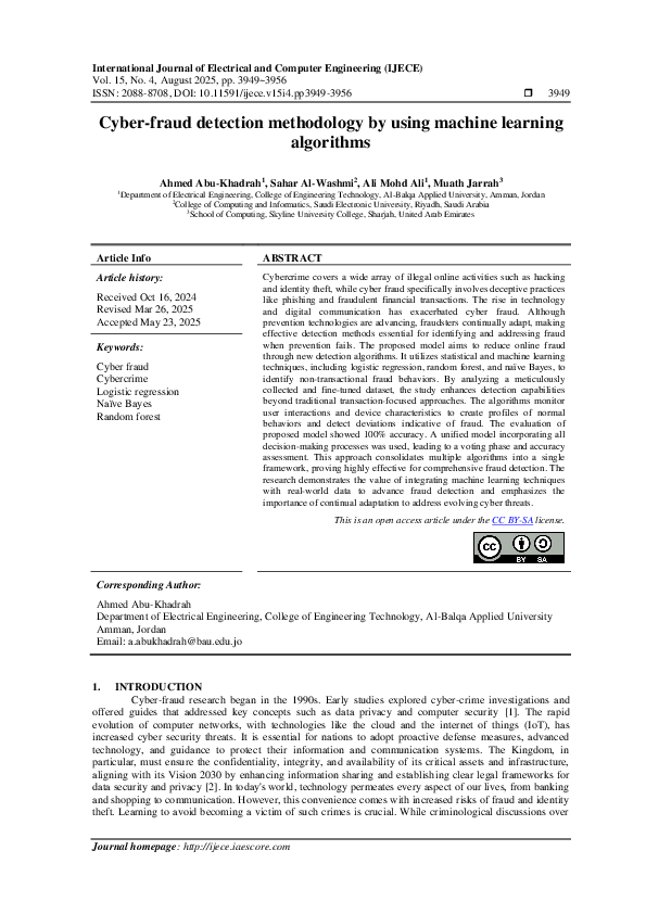 (PDF) Cyber-fraud detection methodology by using machine learning ...