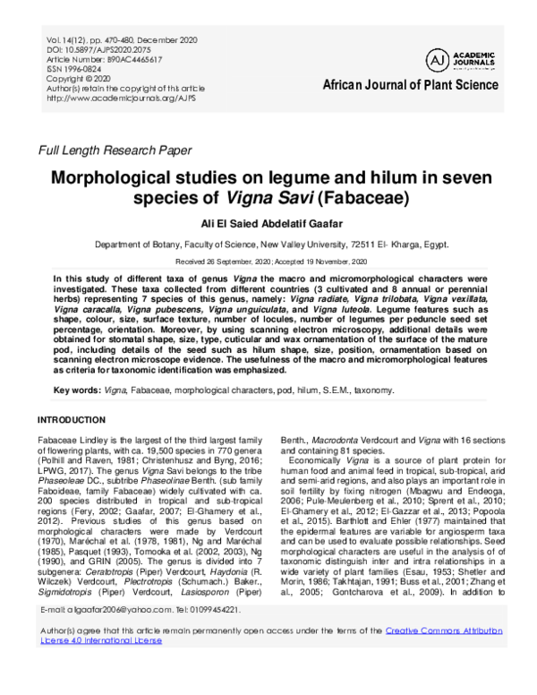 (PDF) Morphological studies on legume and hilum in seven species of ...
