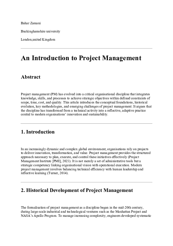 (PDF) An Introduction to Project Management