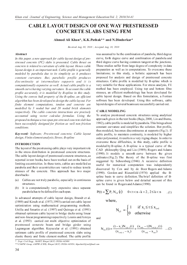 (PDF) Cable layout design of two way prestressed concrete slabs using FEM