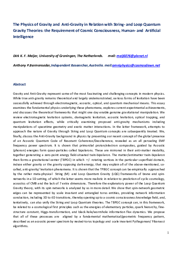 (PDF) The Physics of Gravity and Anti-Gravity in Relation with String ...