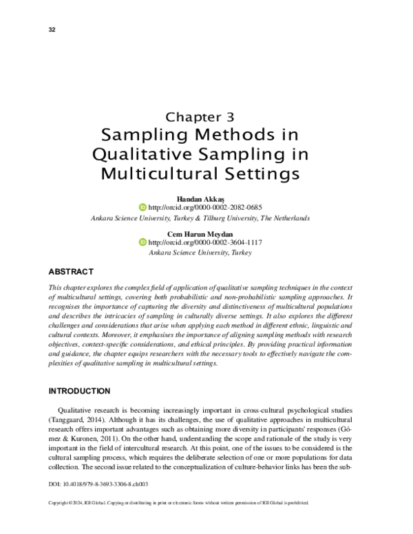 (PDF) Sampling Methods in Qualitative Sampling in Multicultural Settings