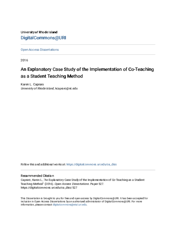 (PDF) An Explanatory Case Study of the Implementation of Co-Teaching as ...