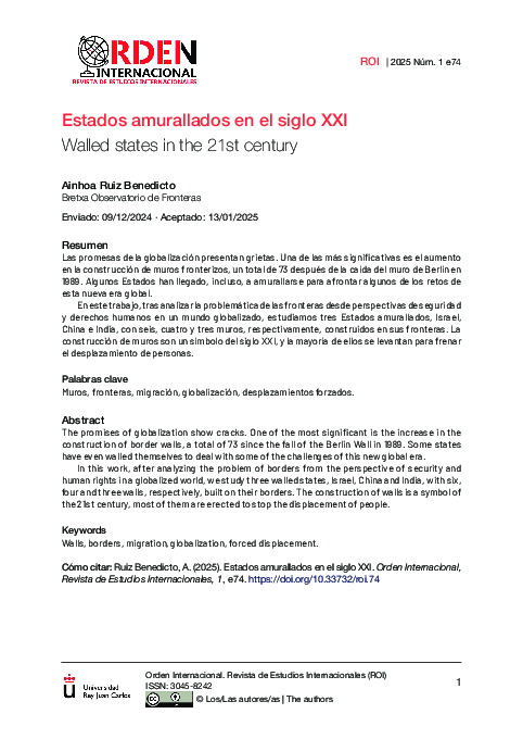 (PDF) Estados amurallados en el siglo XXI Walled states in the 21st century