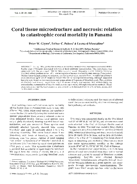 (PDF) Coral tissue microstructure and necrosis: relation to ...