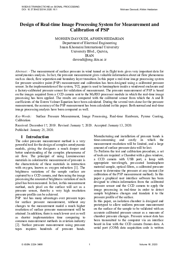 (PDF) Design of Real-time Image Processing System for Measurement and ...