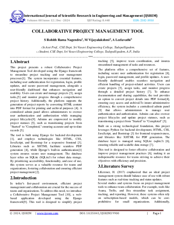 (PDF) COLLABORATIVE PROJECT MANAGEMENT TOOL