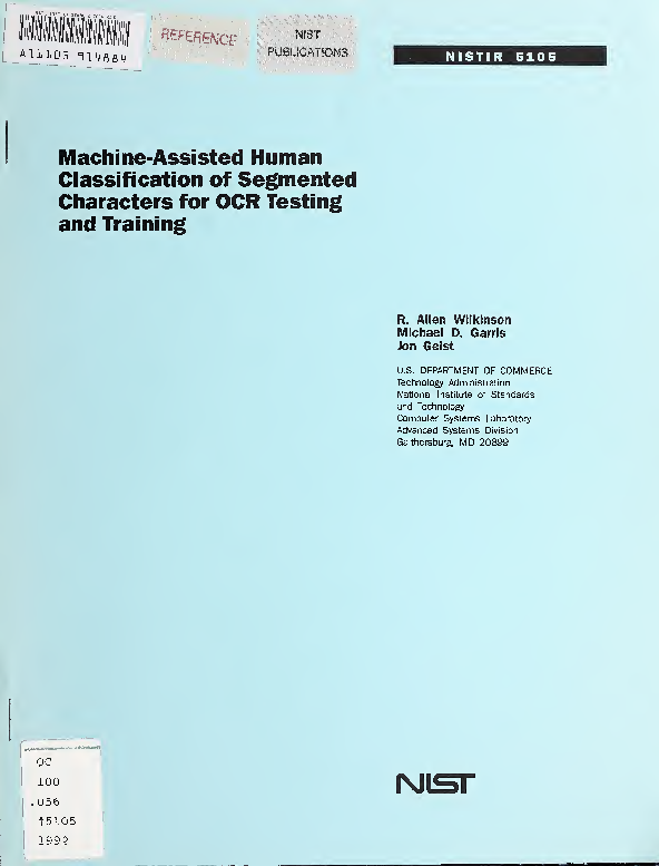 (PDF) Machine-assisted human classification of segmented characters for ...