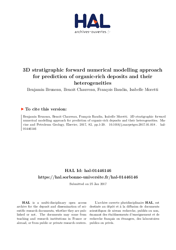 (PDF) 3D stratigraphic forward numerical modelling approach for prediction of organic-rich ...