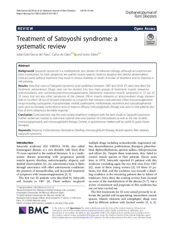 (PDF) Treatment of Satoyoshi syndrome: a systematic review