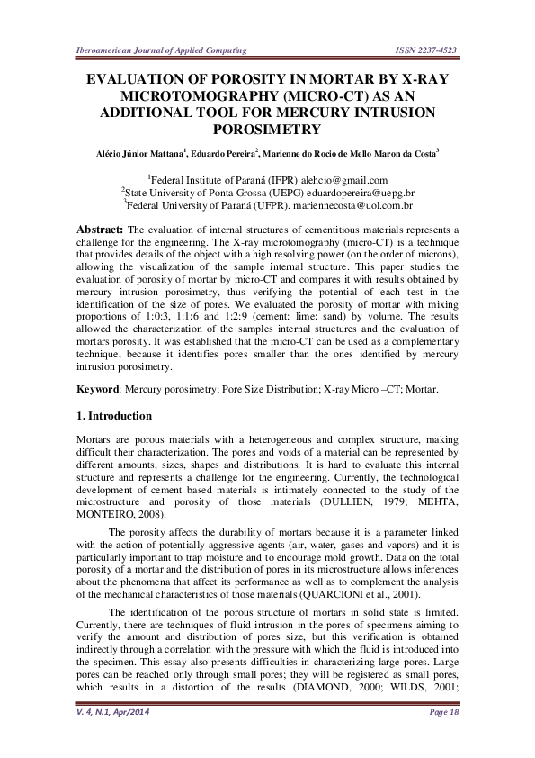 (PDF) Evaluation of Porosity in Mortar by X-Ray Microtomography (Micro ...