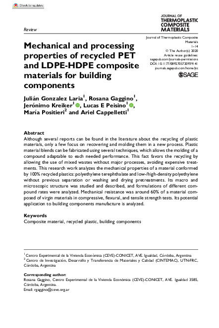 (PDF) Mechanical and processing properties of recycled PET and LDPE ...