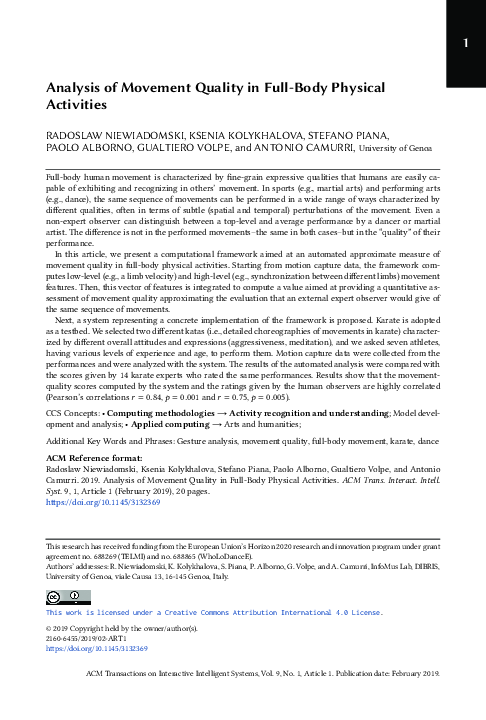 (PDF) Analysis of Movement Quality in Full-Body Physical Activities