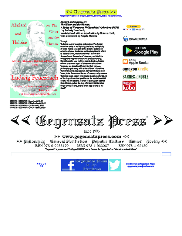 (PDF) Ludwig Feuerbach. Abelard and Heloise, or: The Writer and the ...