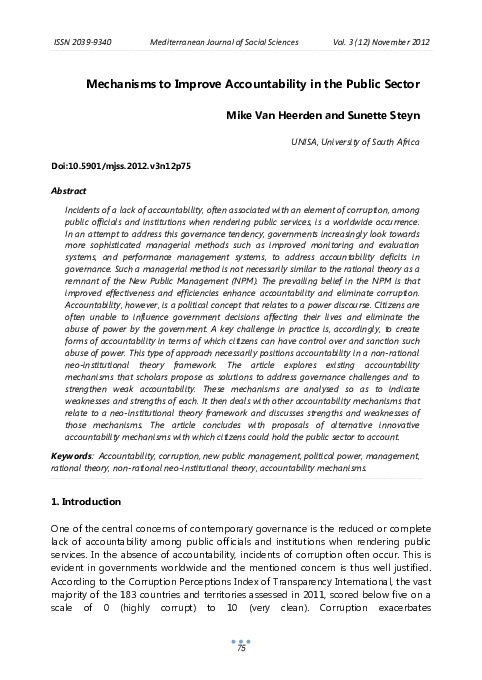 (PDF) Mechanisms to Improve Accountability in the Public Sector