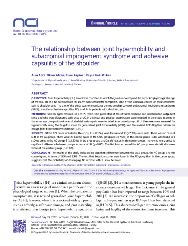 (PDF) The relationship between the joint hypermobility and the ...