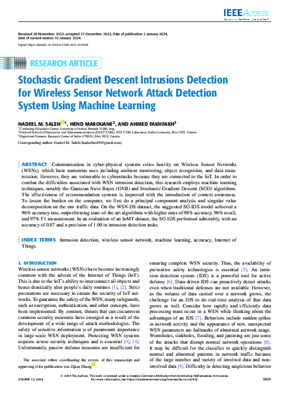 (PDF) Stochastic Gradient Descent Intrusions Detection for Wireless Sensor Network Attack ...