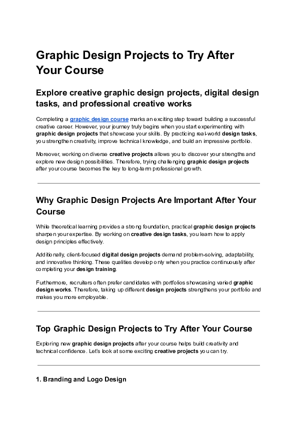 (PDF) Graphic Design Projects to Try After Your Course Explore creative ...