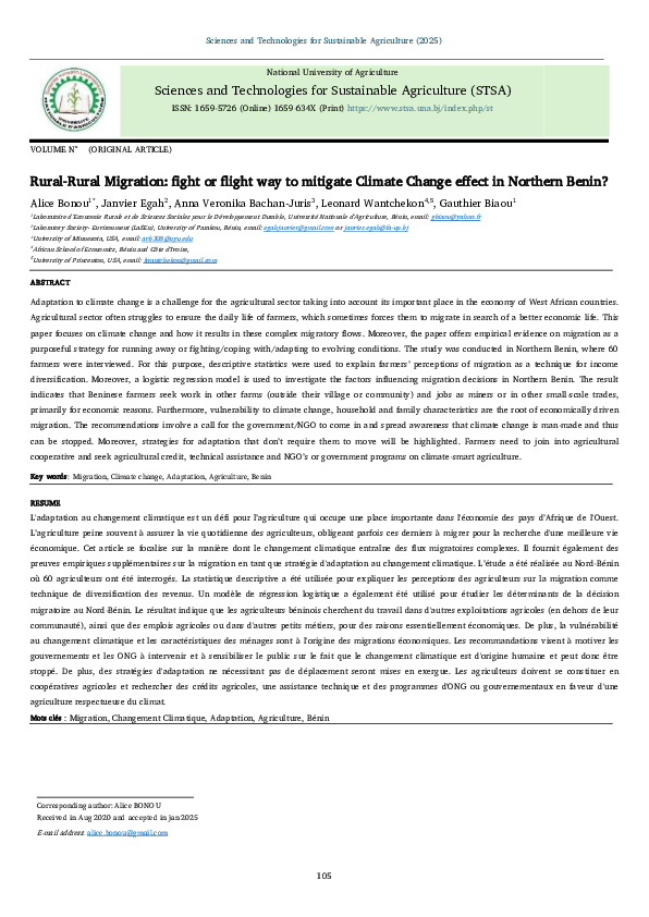 (PDF) Rural-Rural Migration: fight or flight way to mitigate Climate ...